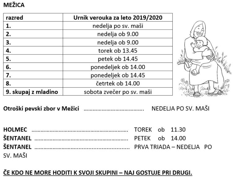 Urnik | Župnija Mežica